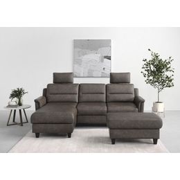 Sit & More Ecksofa SIT & MORE, B:234cm H:90cm T:168cm, braun, Wohnzimmer, Sofas, "Farö L-Form", inklusive Federkern, wahlweise mit Bettfunktion und Bettkasten