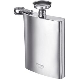 Westmark Flachmann "Delan", silber, Trinkflaschen, Edelstahl, mit Trichter, 236 ml