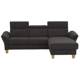 Ecksofa Home Affaire, B:256cm H:84cm T:167cm, grau, 100% Polyester, Wohnzimmer, Sofas, "Conville L-Form", Federkern, wahlweise mit Bettfunktion und