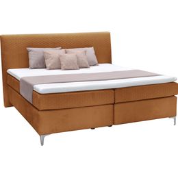 Boxspringbett Alina, B:174cm L:215cm, braun, Samtstoff DFN (100% Polyester);Samtstoff DFH (100% Polyester), Komplettbetten, "Pamir", inklusive