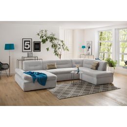 Wohnlandschaft Inosign, B:355cm H:80cm T:216cm, grau, 95% Polyester, 5% Polyacryl, Sofas, "Avesa U-Form", Wahlweise mit Armteilverstellung und