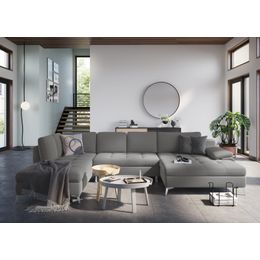 Sit & More Wohnlandschaft SIT & MORE, B:346cm T:201cm, grau, Sofas, "Latigo U-Form", mit Mega-Recamiere, wahlweise mit Bettfunktion und Bettkasten