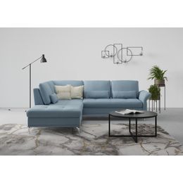 Ecksofa Inosign, B:259cm H:89cm T:224cm, blau, 98%Polyester, 2%Polyamid, Wohnzimmer, Sofas, "Palm Beach L-Form", Federkern, mit