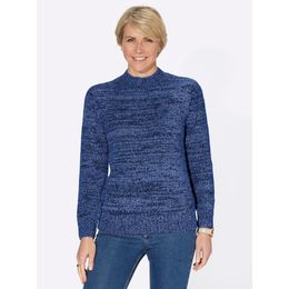 Classic Basics Damen Stehkragenpullover "Pullover", blau, Gr. 40, meliert, unifarben, 91% Polyacryl, 9% Polyester, Pullover