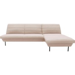 Ecksofa, B:274cm H:92cm T:168cm, beige, LOOKS by Wolfgang Joop, 100% Polyester, Wohnzimmer, Sofas, "LOOKS IX L-Form", Quersteppung, ohne Armlehnen