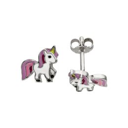 Jobo Jungen Paar Ohrstecker "Einhorn", Silber 925 (Sterlingsilber), rosa, Silber 925 (Sterlingsilber), Ohrringe, 925 Silber