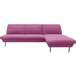 Ecksofa, B:274cm H:92cm T:168cm, rosa, LOOKS by Wolfgang Joop, 100% Polyester, Wohnzimmer, Sofas, "LOOKS IX L-Form", Quersteppung, ohne Armlehnen