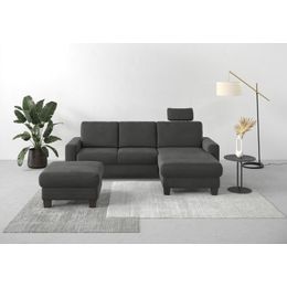 Ecksofa Home Affaire, B:249cm H:91cm T:164cm, grau, 95% Polyester, 5% Polyamid, Wohnzimmer, Sofas, "Summer L-Form", mit Recamiere, mit oder ohne