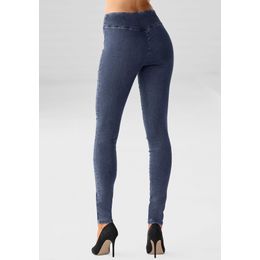 Buffalo Damen Jeggings, Gr. 34, blau, Web, Obermaterial: 69% Baumwolle, 21% Polyester, 8% Viskose, 2% Elasthan, unifarben, Basic, Hosen, mit breitem