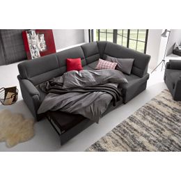 Sit & More Ecksofa SIT & MORE, B:245cm H:89cm T:161cm, grau, NaturLEDER (echtes Rindsleder), Korpus in Kunstleder SOFTLUX;Luxus-Microfaser (90% Polyester, 10%