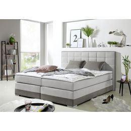 Boxspringbett Inosign, B:193cm L:210cm, grau, Komplettbetten, inklusive Topper und Wendekissen