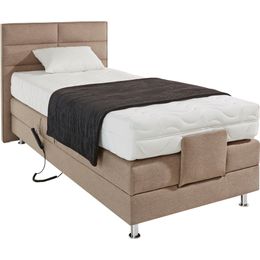 Boxbett, B:134cm L:210cm, beige, Westfalia Schlafkomfort, Box und Kopfteil: Feinstrukturstoff (77% Polyester und 23% Viskose);Bezug der Obermatratze: