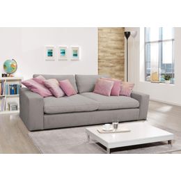 2-Sitzer Alina, B:235cm H:84cm T:123cm, grau, Chenille (100% Polyester), Sofas, "Sandy", mit Steppungen an den Rückenkissen; Gesamtbreite 235 cm