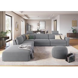 Sit & More Ecksofa SIT & MORE, B:356cm H:80cm T:292cm, grau, Samtoptik (100% Polyester);Soft clean (98% Polyester, 2% Polyamid);Struktur fein (100% Polyester),