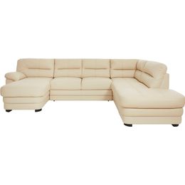 Wohnlandschaft COTTA, B:316cm H:90cm T:93cm, beige, Luxus-Kunstleder, frei im Raum stellbar;Luxus-Microfaser (100% Polyester), frei im Raum
