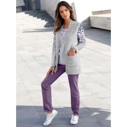 Inspirationen Damen Longweste, grau, Gr. 44, meliert, unifarben, 65% Polyacryl, 25% Polyamid, 10% Polyester, Westen