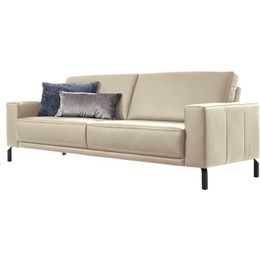2,5-Sitzer Places of Style, B:218cm H:87cm T:88cm, beige, Sofas, "Apiro", auch mit motorischem Sitzvorzug, in 3 Breiten, Dickleder, Federkern