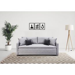 Schlafsofa Inosign, B:218cm H:97cm T:96cm, grau, 100%Polyester, Kinderzimmer, Sofas, "Potsdam", mit Boxspringaufbau, Bettfunktion & Bettkasten,