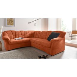 Ecksofa DOMO collection, B:242cm H:84cm T:190cm, orange, Struktur ( 90% Polyester, 10% Polyacryl);Microfaser PRIMABELLE (100% Polyester);Kunstleder