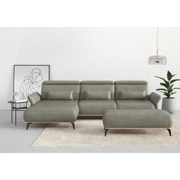 Ecksofa Places of Style, B:324cm H:93cm T:184cm, grau, 100% Polyester, Wohnzimmer, Sofas, "Fjord L-Form", massiv, wahlweise mit Armlehnfunktion,