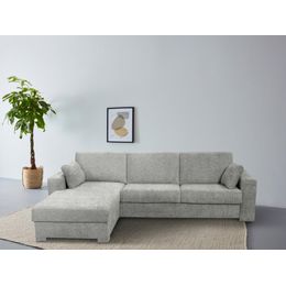 Ecksofa Home Affaire, B:280cm H:85cm T:173cm, grau, 100% Polyester, Wohnzimmer, Sofas, "Roma "M" Matratzenhöhe 14 cm, Dauerschlaffunktion, mit