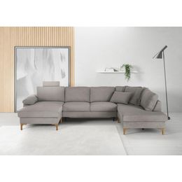 Wohnlandschaft 3C CANDY, B:339cm H:86cm T:220cm, grau, 95% Polyester, 5% Nylon, Sofas, "Lecce, wahlweise PUR-Schaumstoff oder Tonnentaschenfederkern