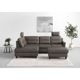 Sit & More Ecksofa SIT & MORE, B:251cm H:90cm T:187cm, braun, Wohnzimmer, Sofas, "Farö L-Form", inklusive Federkern, wahlweise mit Bettfunktion und Bettkasten