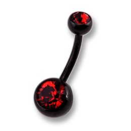ZEEme Damen Bauchnabelpiercing "Bauchnabelpiercing Chirurgiestahl schwarz Kristall", schwarz, Edelstahl, Piercings