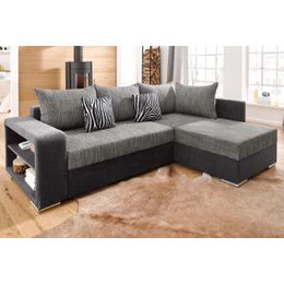 Ecksofa Collection AB, B:226cm H:80cm T:92cm, schwarz, Zierkissen: 100% Polyester;Microfaser PRIMABELLE (100% Polyester) / Struktur ( 20% Polyacryl,
