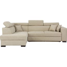 Ecksofa Home Affaire, B:267cm H:95cm T:198cm, beige, Struktur fein (100% Polyester);Struktur (100% Polyester);Samtstruktur (100% Polyester),