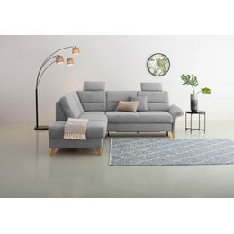 Ecksofa Home Affaire, B:238cm H:90cm T:213cm, grau, 100% Polyester, Wohnzimmer, Sofas, "Westerland L-Form", Federkern-Polsterung, wahlweise mit