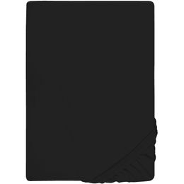 Spannbettlaken Biberna, schwarz, Jersey-Elasthan, Obermaterial: 95% Baumwolle, 5% Elasthan, Bettlaken, "Conny", hochwertiges Jersey-Elasthan geeignet
