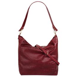 Samantha Look Damen Shopper, rot, Leder, Reptilienprägung, Taschen, echt Leder, Made in Italy