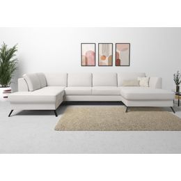 Sit & More Wohnlandschaft SIT & MORE, B:335cm H:88cm T:201cm, silber, 98% Polyester 2%Polyamid, Sofas, "Olsen U-Form", inklusive Sitztiefenverstellung,