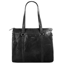 SPIKES & SPARROW Damen Shopper, SPIKES & SPARROW, schwarz, Leder, beschichtet, gl&auml;nzend, Taschen, echt Leder