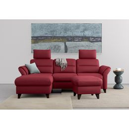 Sit & More Ecksofa SIT & MORE, B:250cm H:87cm T:163cm, rot, 100% Polyester, Wohnzimmer, Sofas, "Mellum L-Form", Federkern, wahlweise mit Bettfunktion,