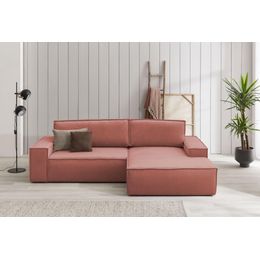 Ecksofa Home Affaire, B:267cm H:85cm T:167cm, rot, 100% Polyester, Sofas, "SHERWOOD Schlafsofa 267 cm, L-Form", Schlaffunktion mit Bettkasten