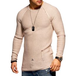 2Y Premium Damen Strickpullover "JOSCHUA", beige, Gr. S, unifarben, 50% Baumwolle, 50% Polyacryl, Pullover, mit Destroyed-Elementen