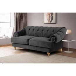 3-Sitzer Home Affaire, B:208cm H:86cm T:108cm, grau, Samtoptik (100% Polyester);Luxus-Microfaser Vintagelook (100% Polyester);Struktur fein (100%