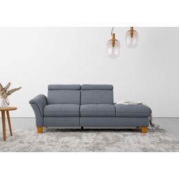Recamiere Home Affaire, B:206cm H:84cm T:93cm, blau, 100% Polyester, Sofas, "Lindgren", wahlweise motorische TV-Funktion, Bettkasten und