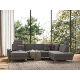 Sit & More Wohnlandschaft SIT & MORE, B:340cm H:89cm T:228cm, grau, Sofas, "Padua U-Form", inklusive Sitztiefenverstellung, Armteilfunktion und Federkern