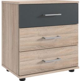 Nachtkommode wimex, B:52cm H:58cm T:38cm, grau, Spanplatte, Sideboards, "Taiga", mit 3 Schubladen, 52cm breit