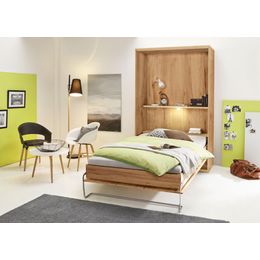 Schrankbett Priess, H:211cm, beige, Schrankbetten, "Ancona", mit Regal und LED-Beleuchtung