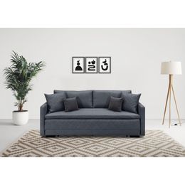 Schlafsofa Inosign, B:218cm H:97cm T:96cm, grau, 100%Polyester, Kinderzimmer, Sofas, "Potsdam", mit Boxspringaufbau, Bettfunktion & Bettkasten,