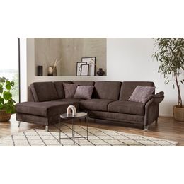 Sit & More Ecksofa SIT & MORE, B:254cm H:89cm T:190cm, braun, Wohnzimmer, Sofas, "Clio L-Form", wahlweise mit Bettfunktion und Bettkasten, inklusive Federkern