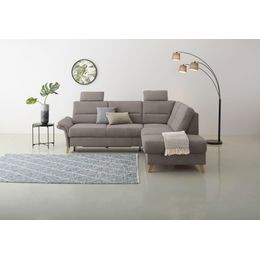 Ecksofa Home Affaire, B:238cm H:90cm T:213cm, braun, 100% Polyester, Wohnzimmer, Sofas, "Westerland L-Form", Federkern-Polsterung, wahlweise mit