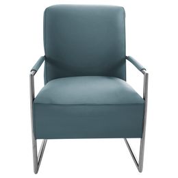 K+w Komfort & Wohnen Cocktailsessel, B:62cm H:77cm T:83cm, blau, K+W KOMFORT & WOHNEN, Sessel, mit bezogenen Armlehnen, Gestell in Metall Edelstahloptik