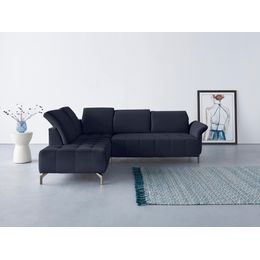 Ecksofa Inosign, B:260cm H:79cm T:220cm, blau, 100% Polyester, Wohnzimmer, Sofas, "Fresh L-Form", Federkern, wahlweise Kopfteilverstellung und
