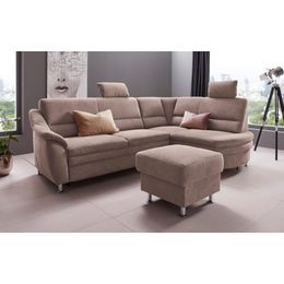 Ecksofa Places of Style, B:250cm H:90cm T:175cm, braun, Struktur imprägniert (100% Polyester);Luxus-Microfaser ALTARA NUBUCK (100%
