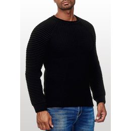 Rusty Neal Herren Strickpullover, schwarz, Gr. 4XL, unifarben, 70% Polyacryl, 30% Baumwolle, Pullover, in modischem Grobstrick-Design